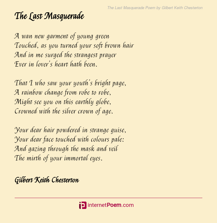 The Last Masquerade Poem by Gilbert Keith Chesterton