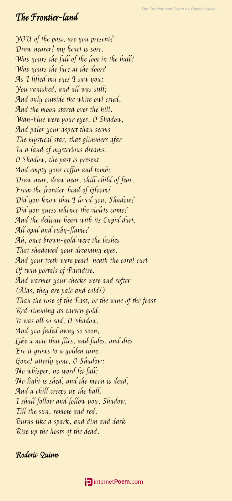 The Frontier-land Poem by Roderic Quinn