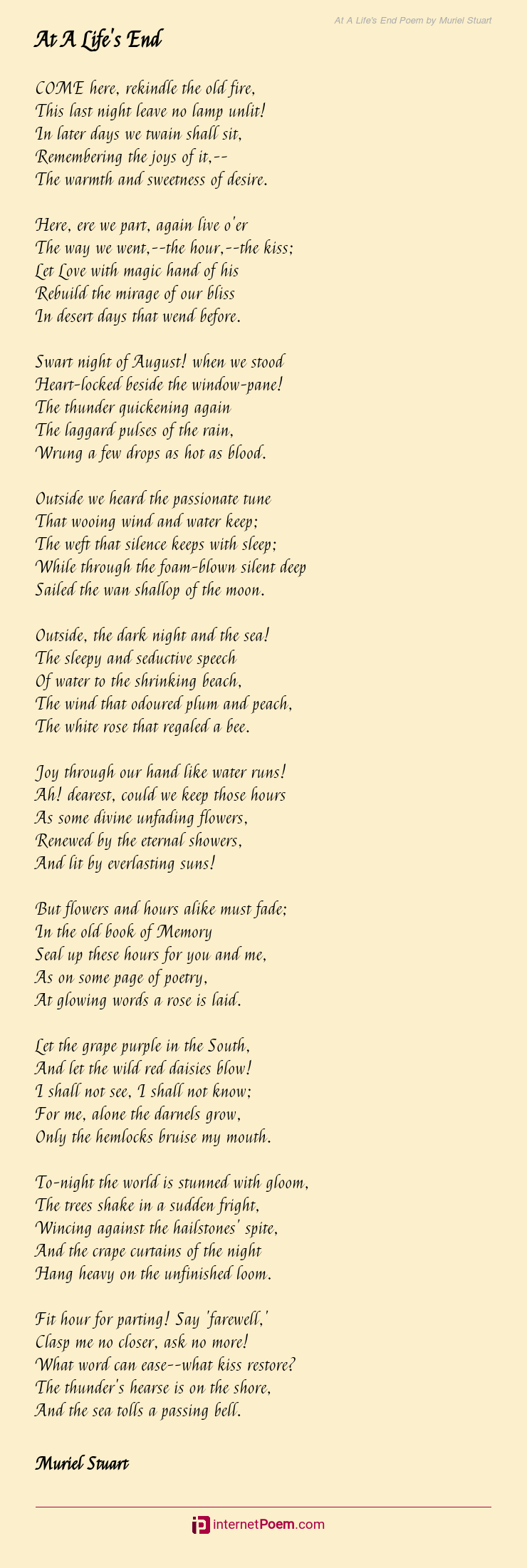 At A Life's End Poem by Muriel Stuart