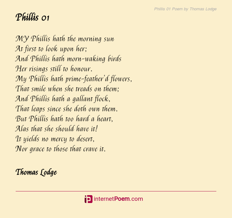 Phillis 01 Poem by Thomas Lodge