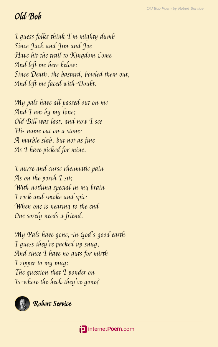 Old Bob Poem by Robert Service