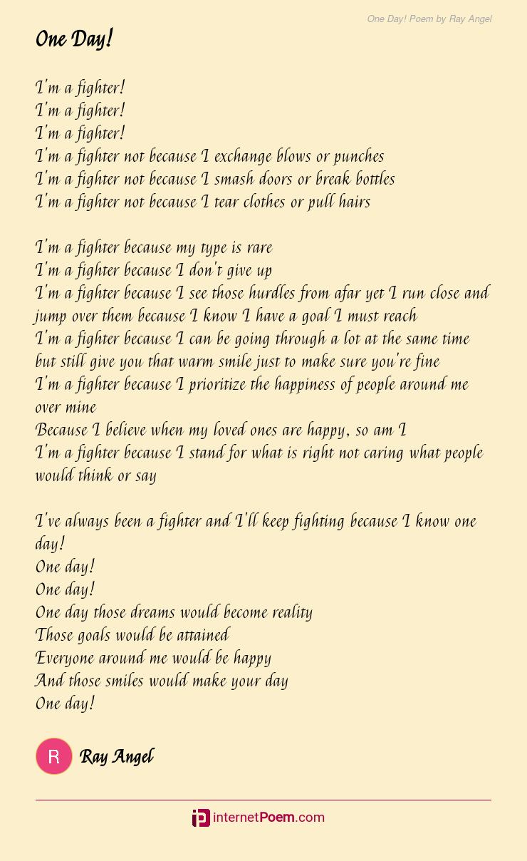 One Day! Poem by Ray Angel