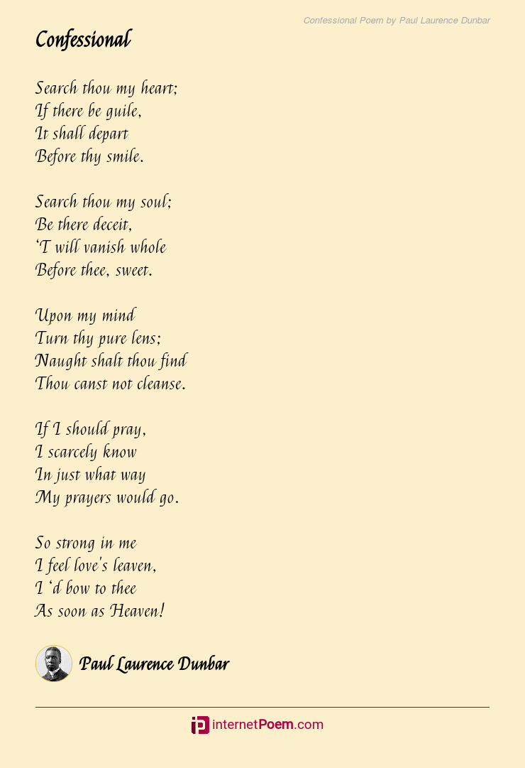 Confessional Poem by Paul Laurence Dunbar