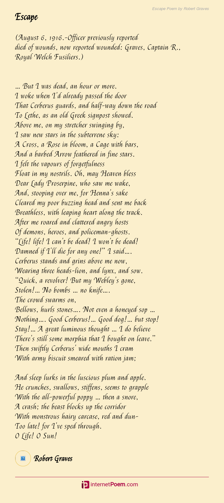 Escape Poem by Robert Graves
