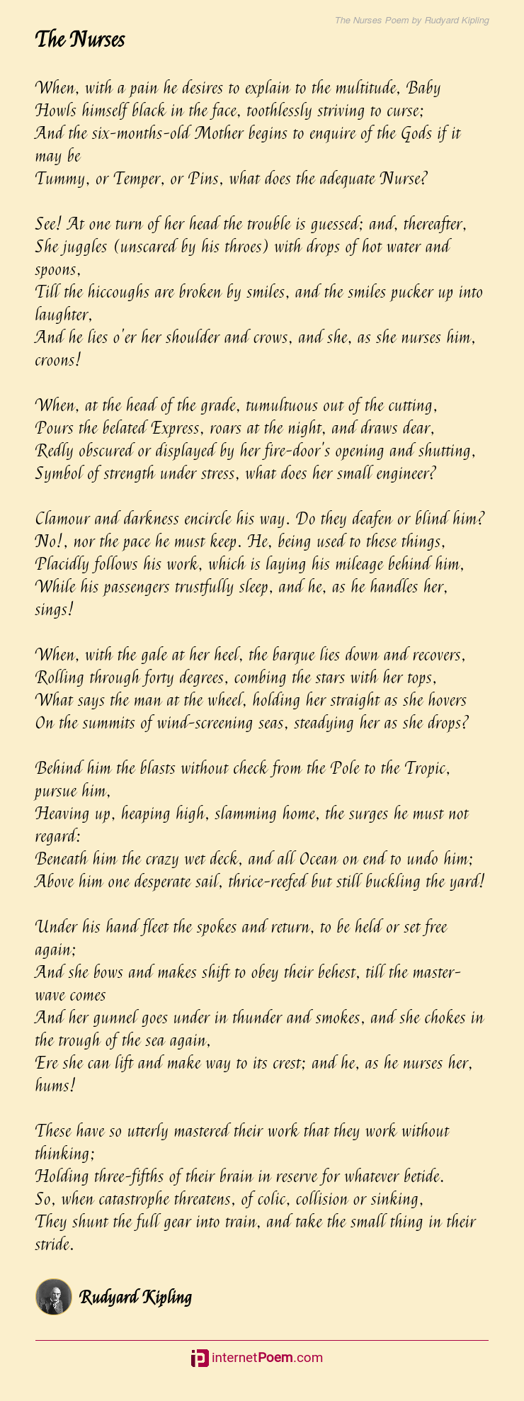 The Nurses Poem by Rudyard Kipling