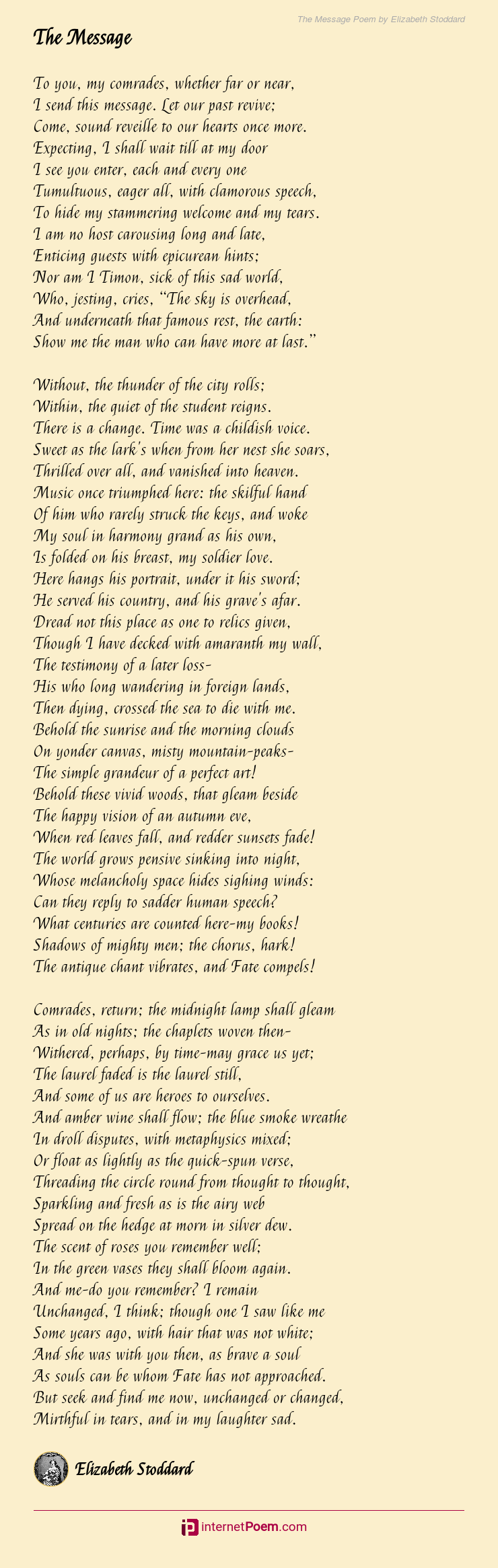 The Message Poem by Elizabeth Stoddard