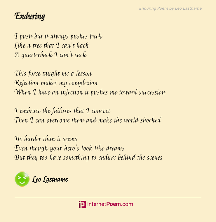 Enduring Poem by Leo Lastname