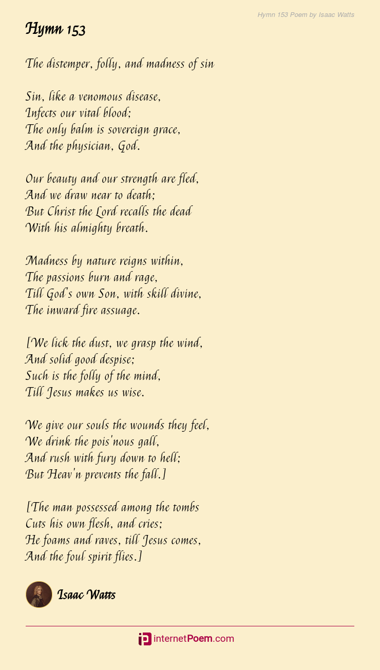 Hymn 153 Poem by Isaac Watts