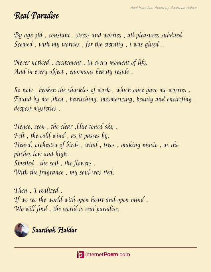 Real Paradise Poem by Saarthak Haldar