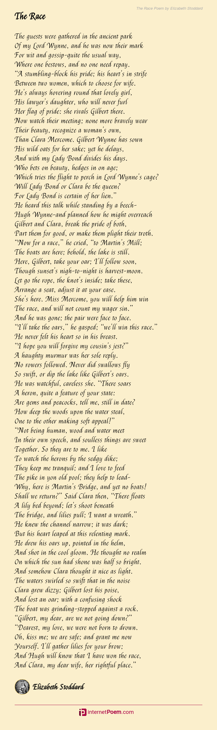The Race Poem by Elizabeth Stoddard