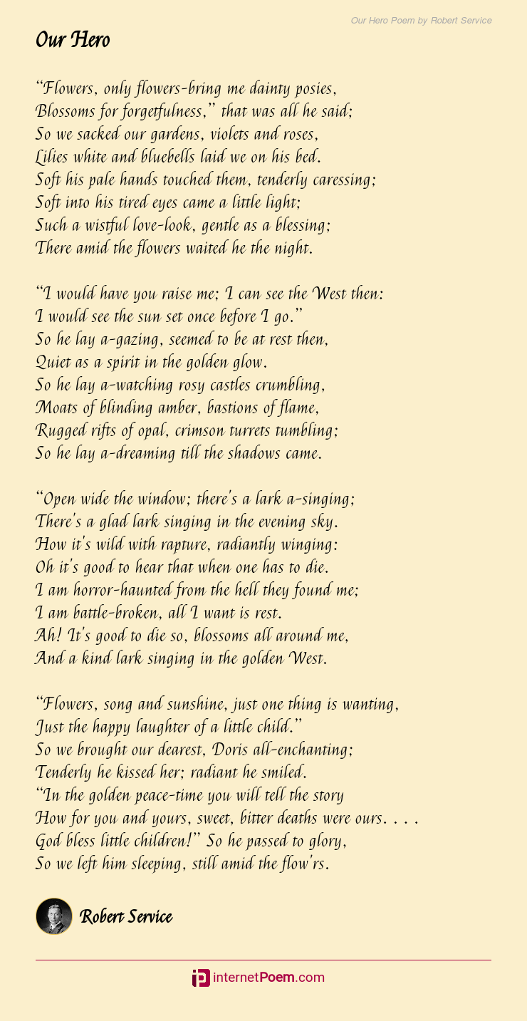 Our Hero Poem by Robert Service