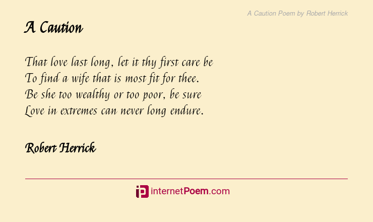 A Caution Poem by Robert Herrick