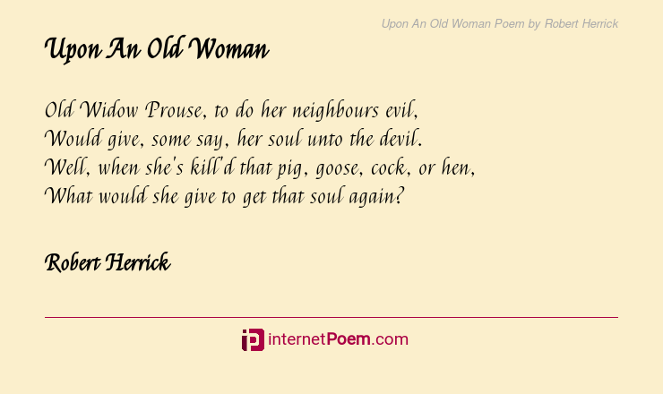 Upon An Old Woman Poem by Robert Herrick