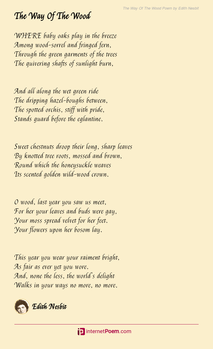 The Way Of The Wood Poem by Edith Nesbit