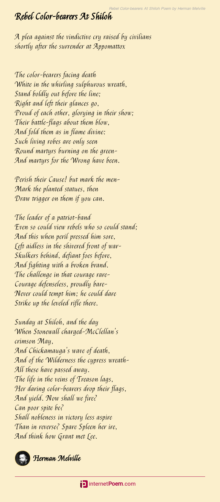 Rebel Color-bearers At Shiloh Poem by Herman Melville