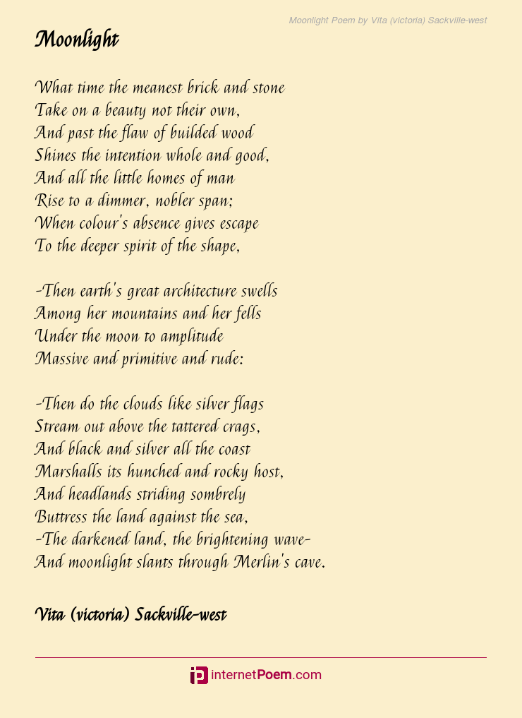 Moonlight Poem by Vita (victoria) Sackville-west