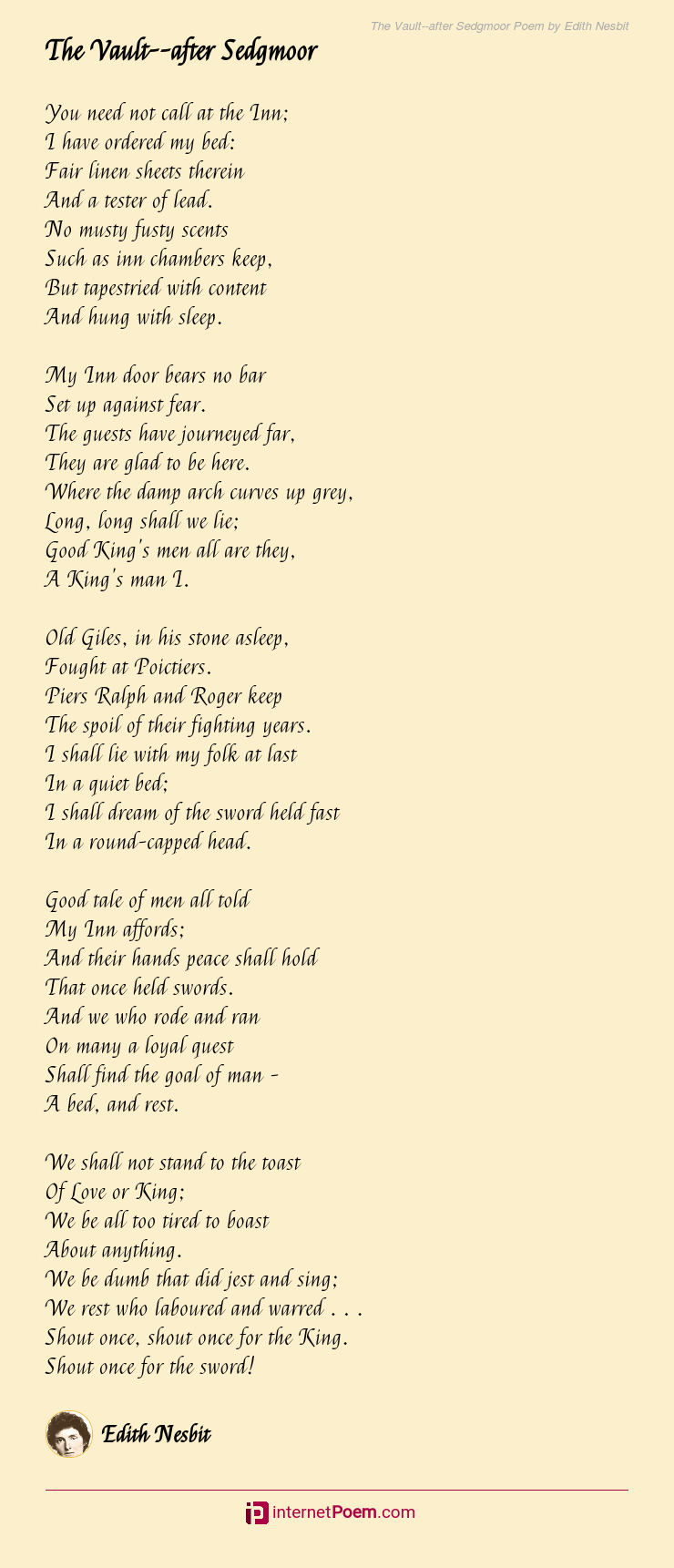 The Vault--after Sedgmoor Poem by Edith Nesbit