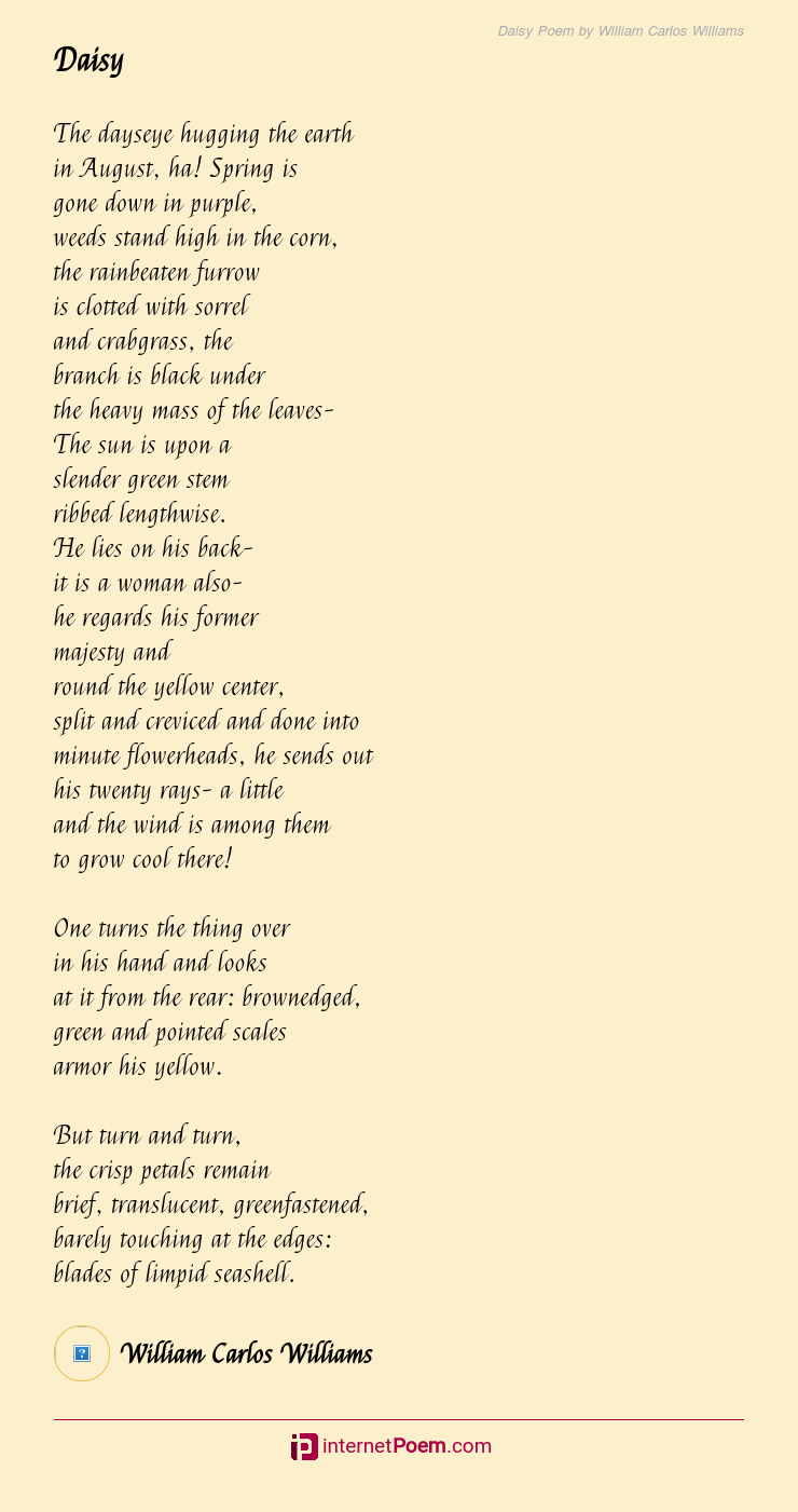 Daisy Poem by William Carlos Williams