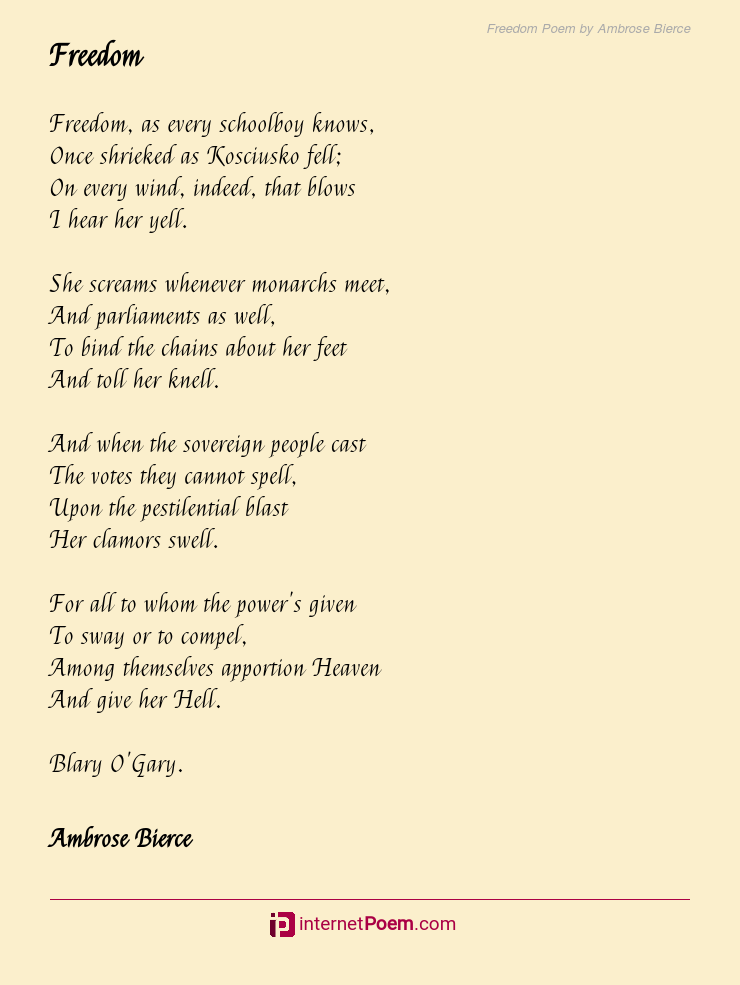 Freedom Poem by Ambrose Bierce