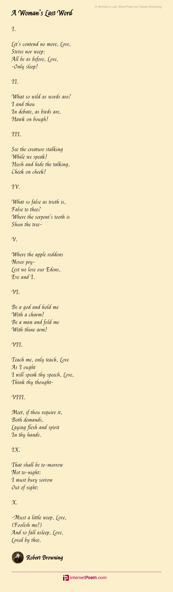 A Woman's Last Word Poem by Robert Browning