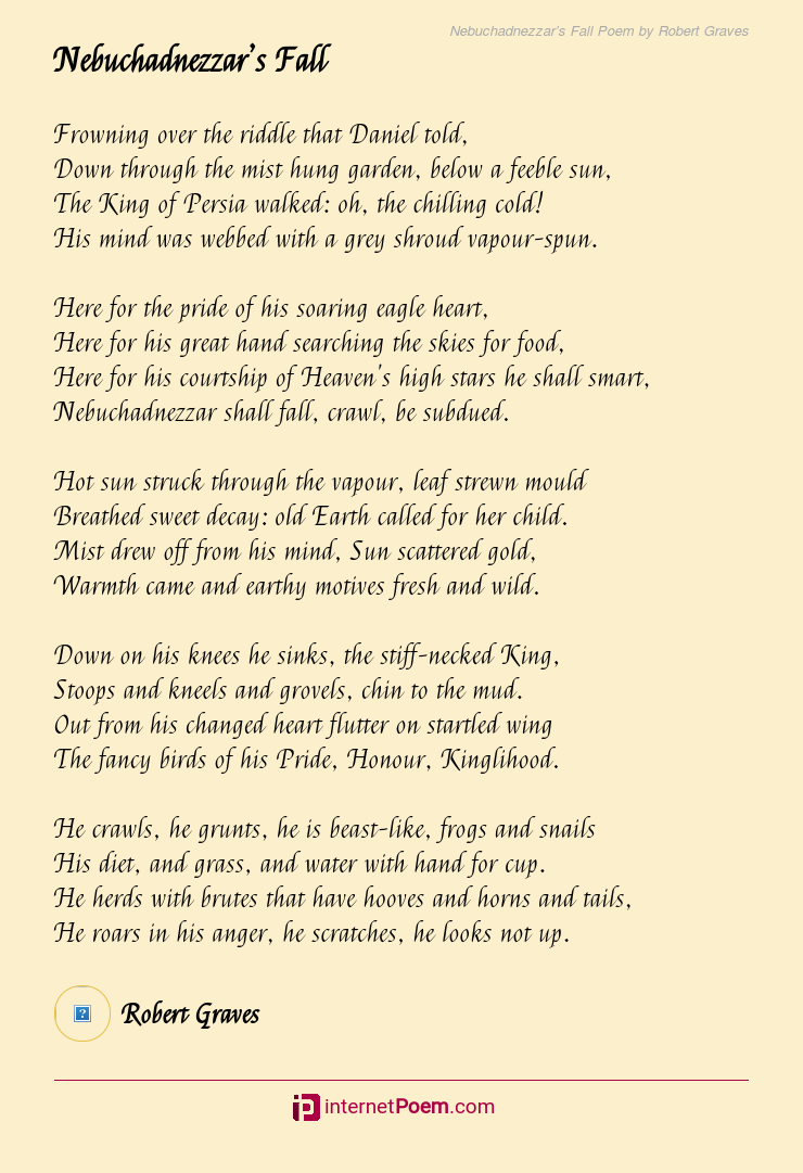 Nebuchadnezzar's Fall Poem by Robert Graves