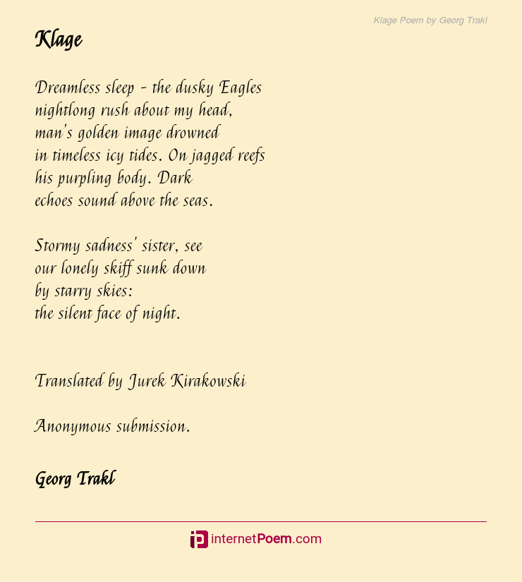 Klage Poem by Georg Trakl