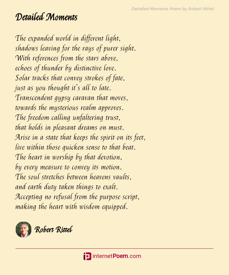 Detailed Moments Poem by Robert Rittel