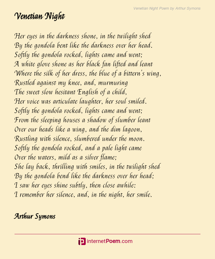 Venetian Night Poem by Arthur Symons