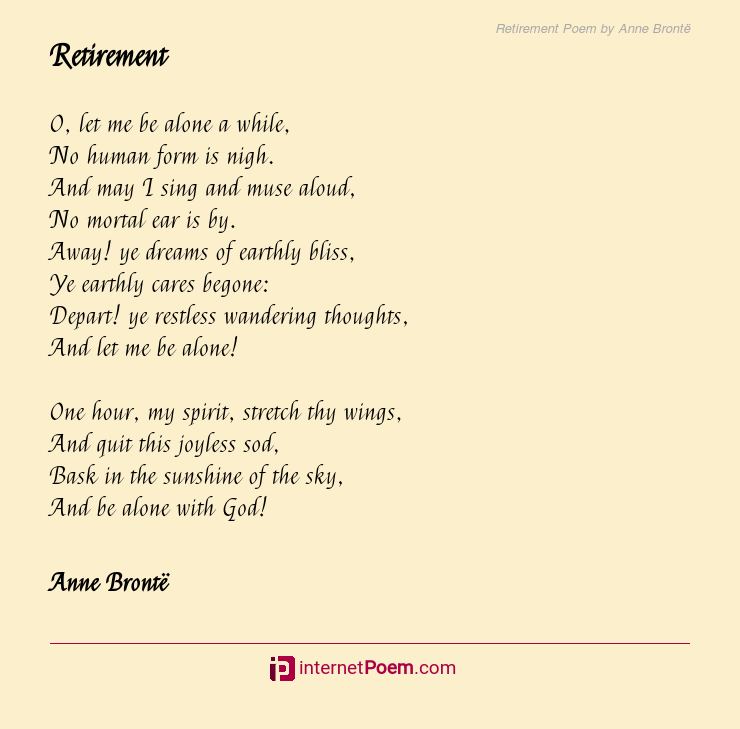 Retirement Poem by Anne Bronta