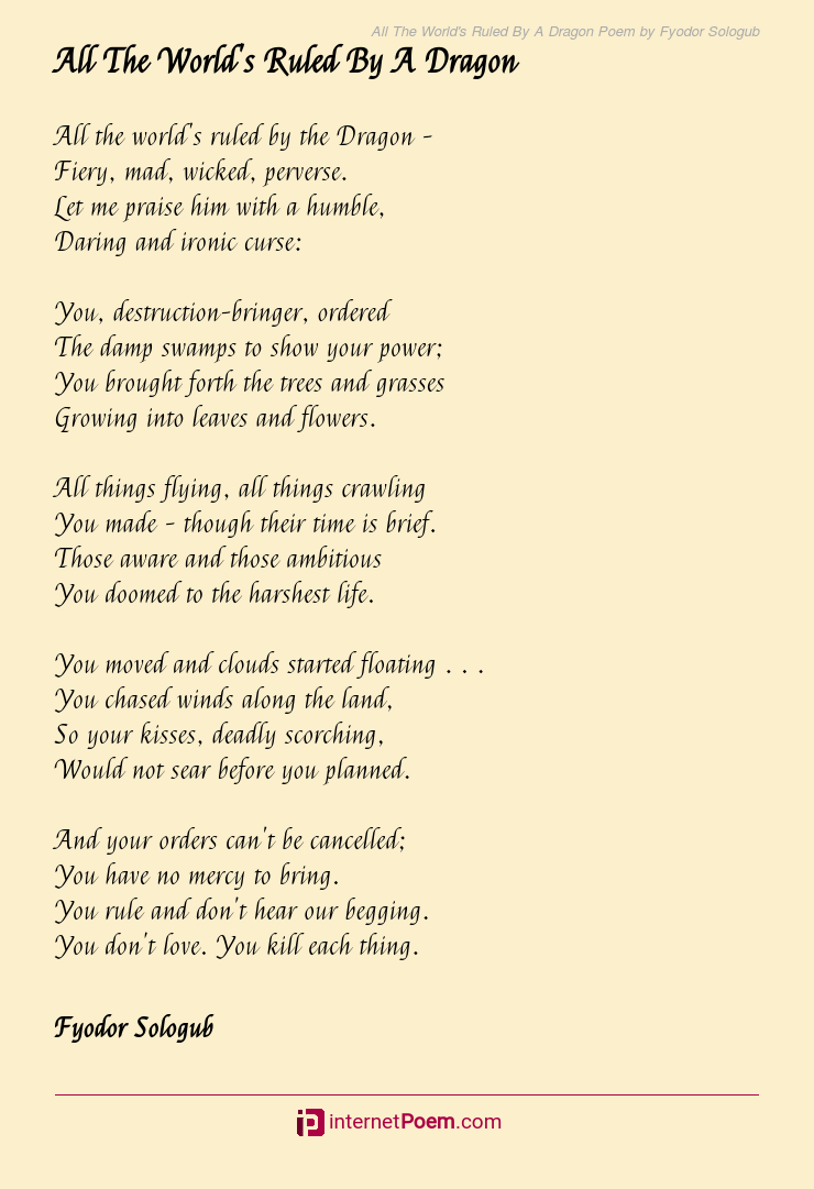 All The World's Ruled By A Dragon Poem Rhyme Scheme