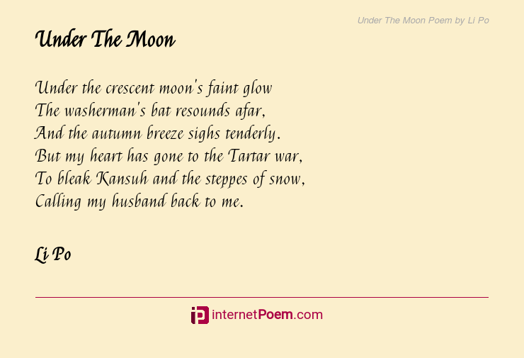 Under The Moon Poem by Li Po