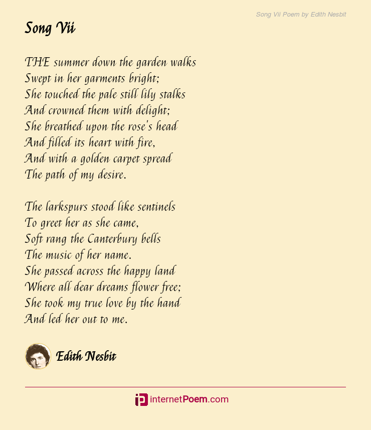 Song Vii Poem by Edith Nesbit