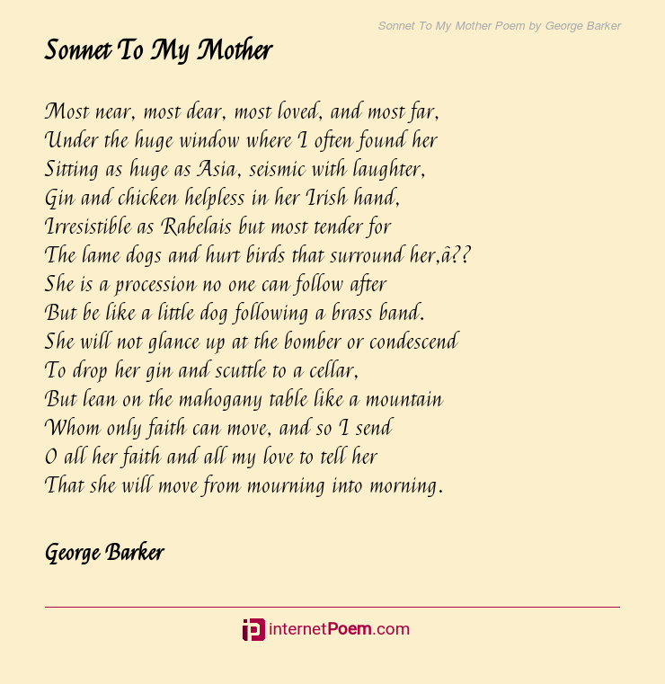 Sonnet To My Mother Poem by George Barker