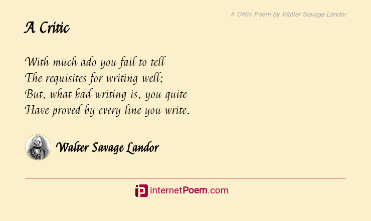 A Critic Poem by Walter Savage Landor