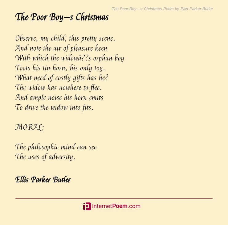 The Poor Boy-s Christmas Poem by Ellis Parker Butler