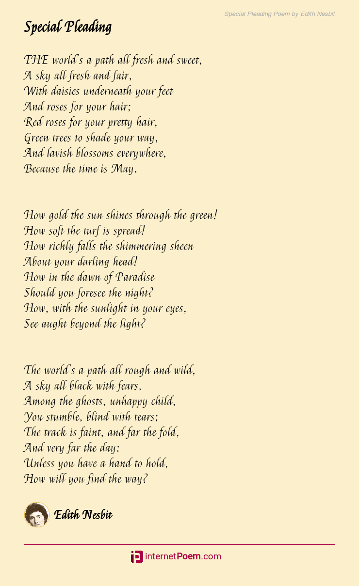 Special Pleading Poem by Edith Nesbit