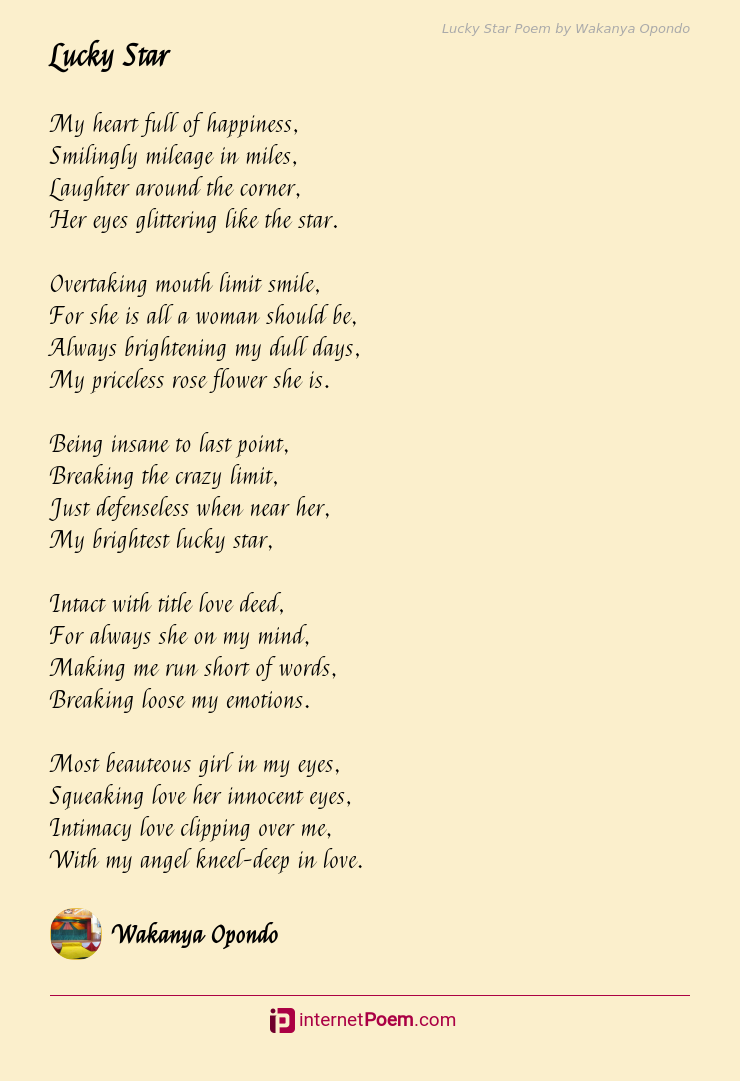 Lucky Star Poem by Wakanya Opondo