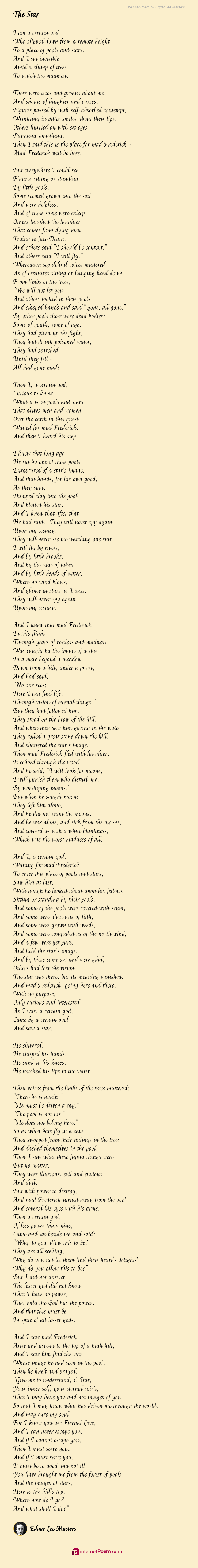 The Star Poem by Edgar Lee Masters