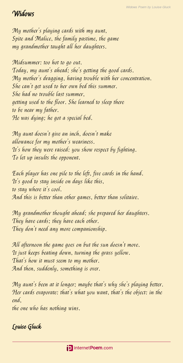 Widows Poem by Louise Gluck