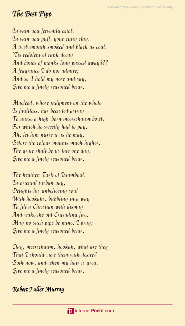 The Best Pipe Poem by Robert Fuller Murray