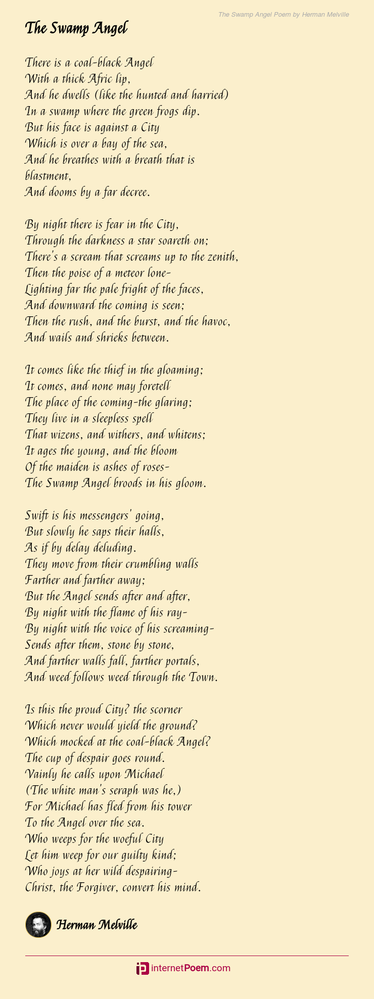 The Swamp Angel Poem by Herman Melville