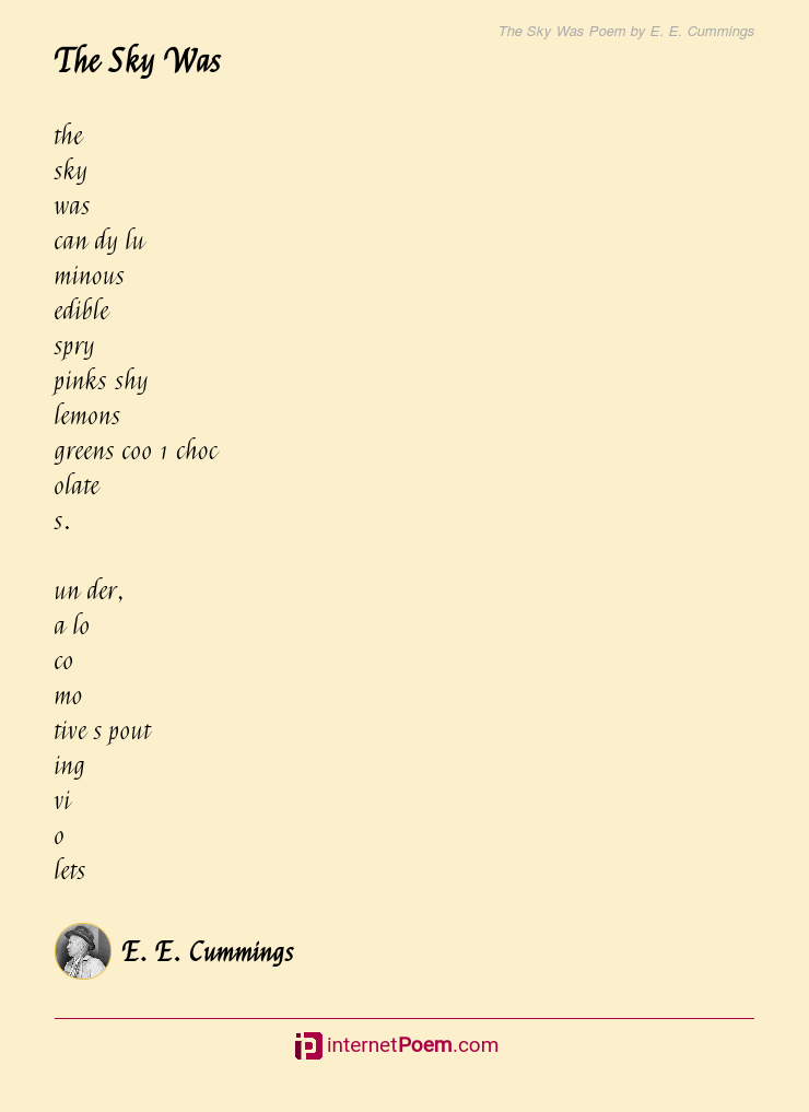 The Sky Was Poem by E. E. Cummings