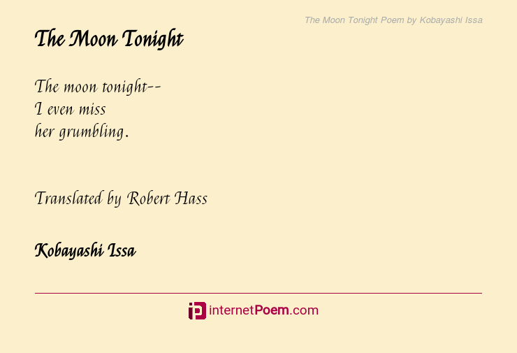 The Moon Tonight Poem by Kobayashi Issa