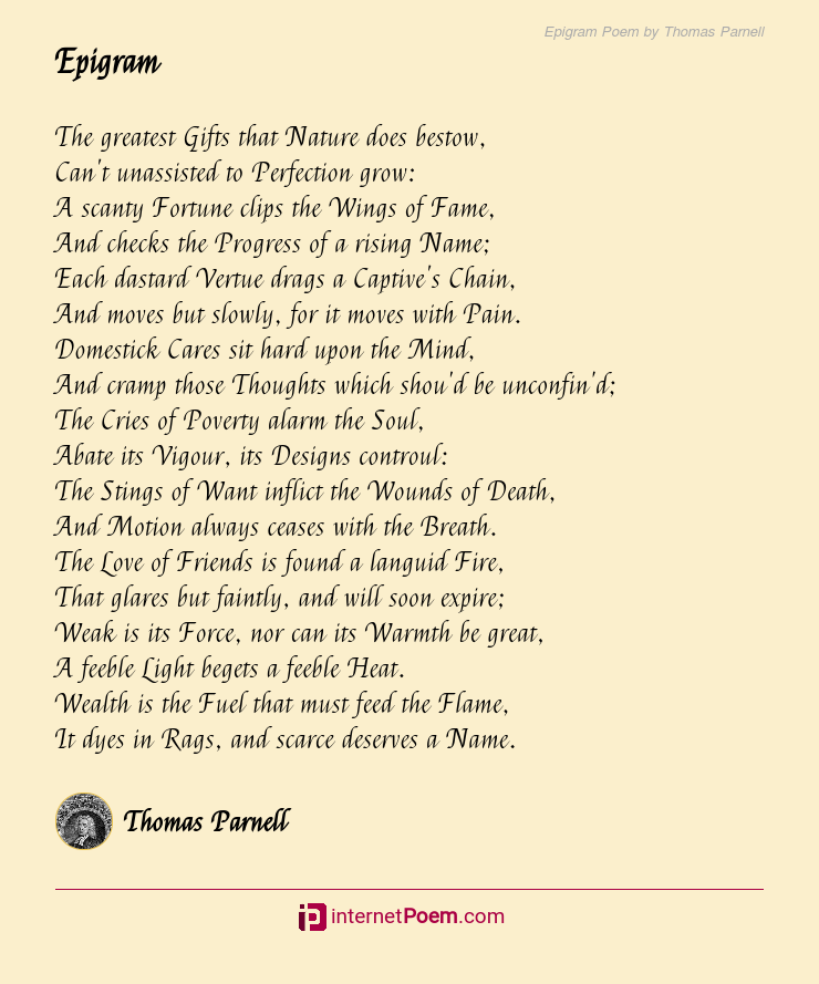Epigram Poem by Thomas Parnell