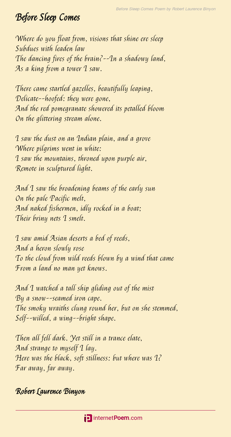 Before Sleep Comes Poem Rhyme Scheme