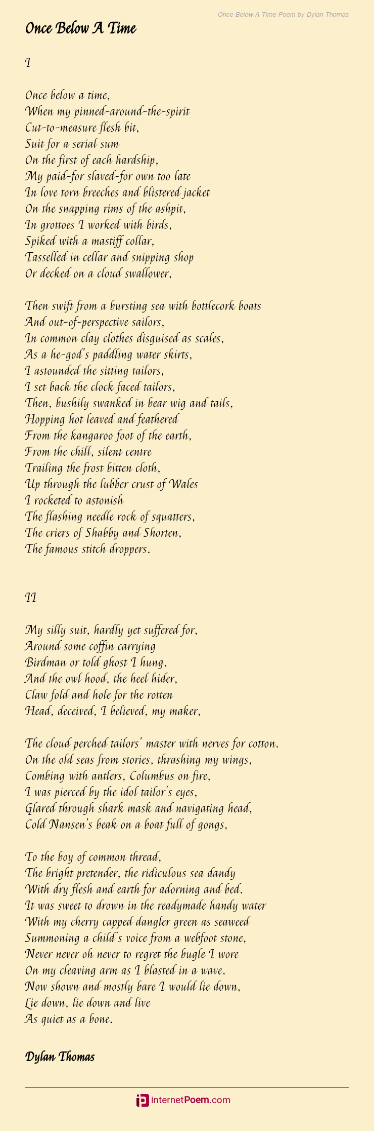 Once Below A Time Poem by Dylan Thomas