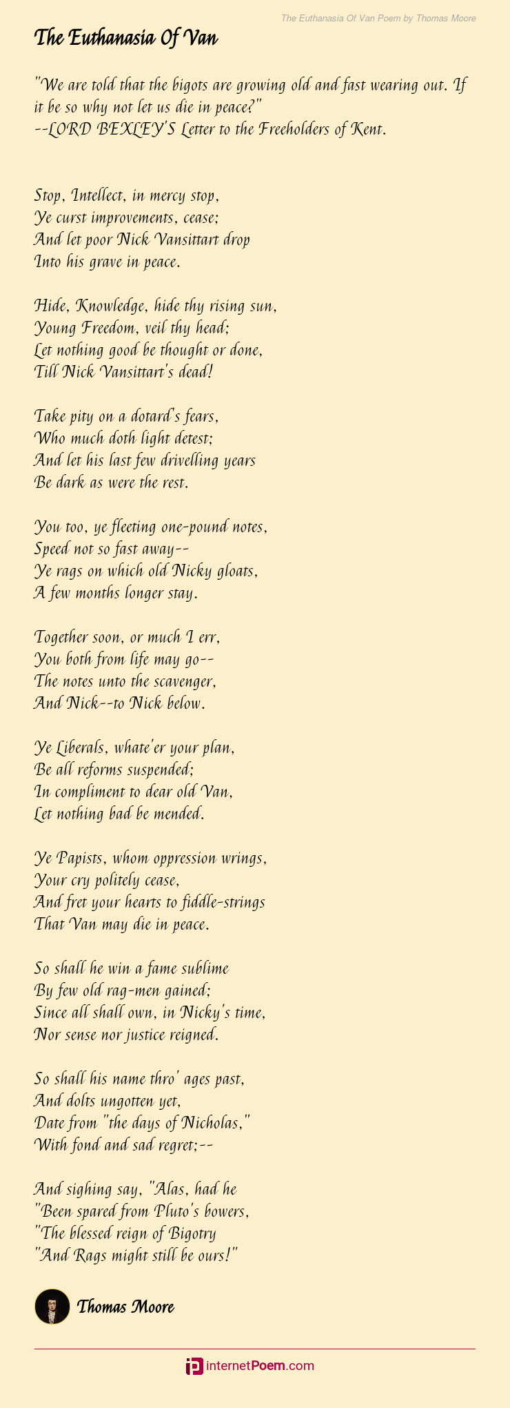 The Euthanasia Of Van Poem Rhyme Scheme