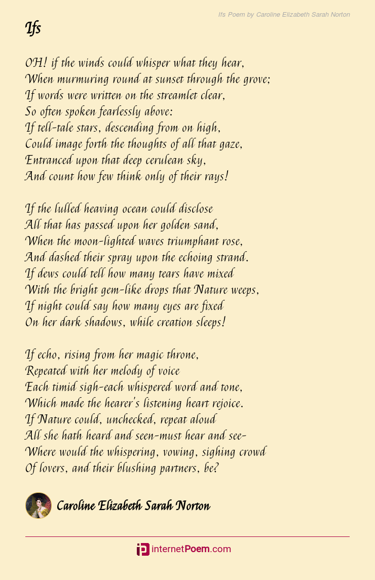 Ifs Poem by Caroline Elizabeth Sarah Norton