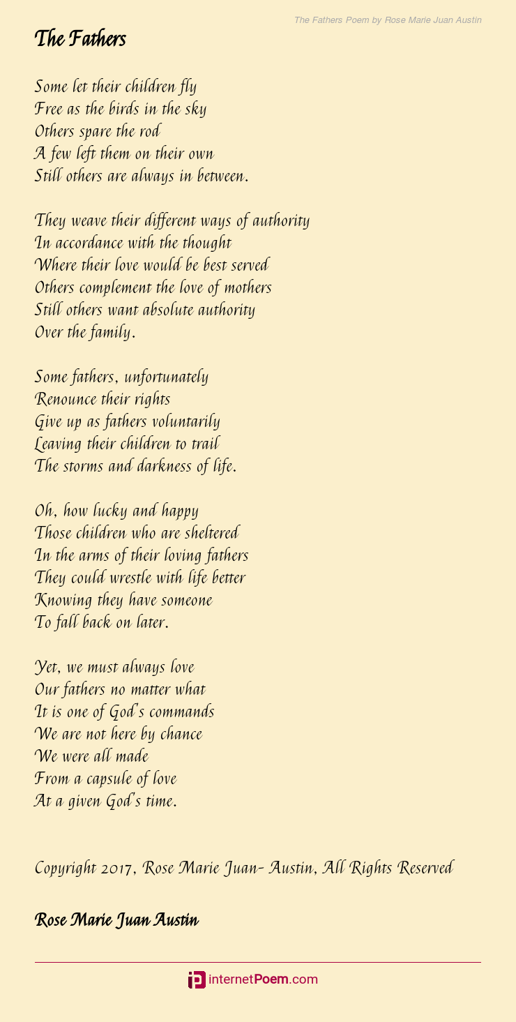 The Fathers Poem by Rose Marie Juan Austin