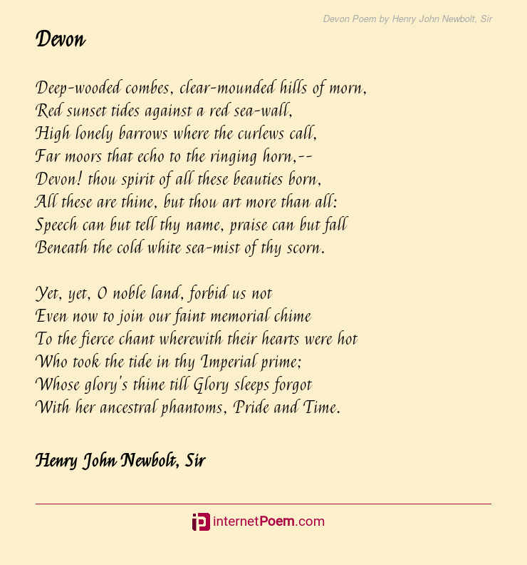 Devon Poem by Henry John Newbolt, Sir